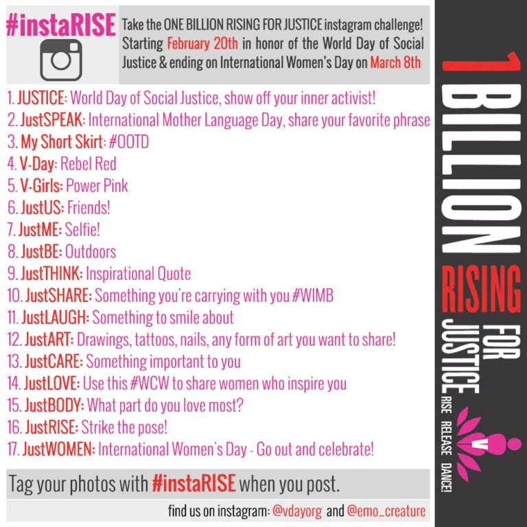 #instarise: One Billion Rising for Justice Instagram Challenge begins ...